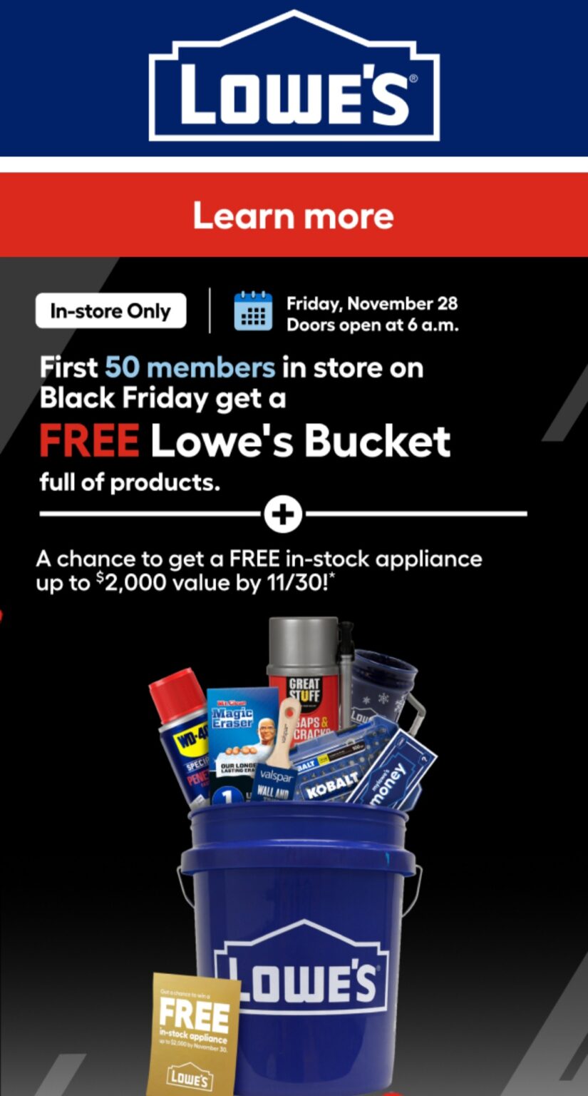 Lowe’s Black Friday Free Bucket Giveaway – First 50 Shoppers Get It ...